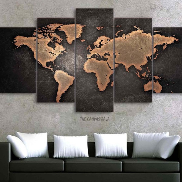 Stretched Canvas World Map Wall Art - Etsy