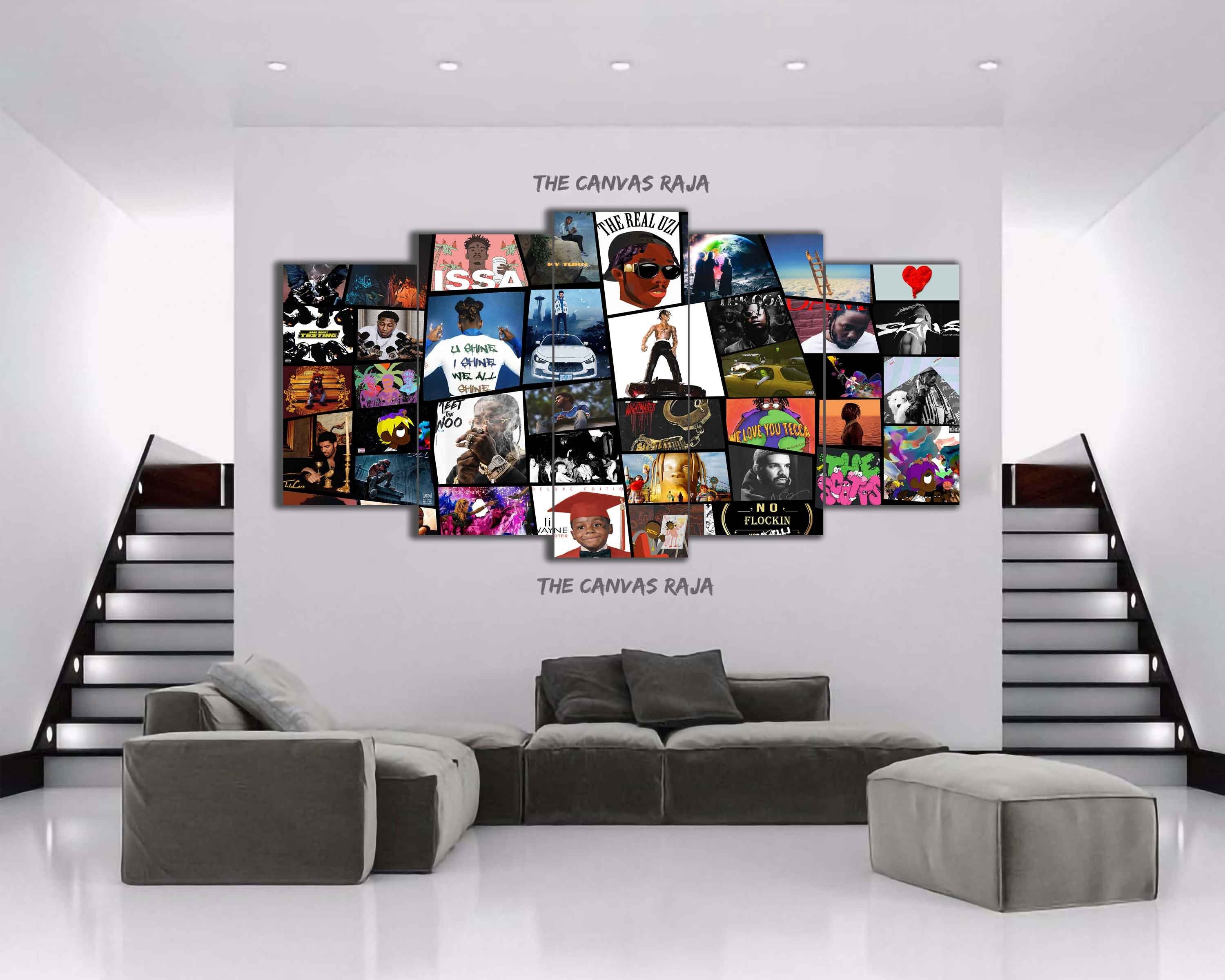 Hip Hop Wall Art Gangster Rapper Canvas Album Collage Framed Etsy