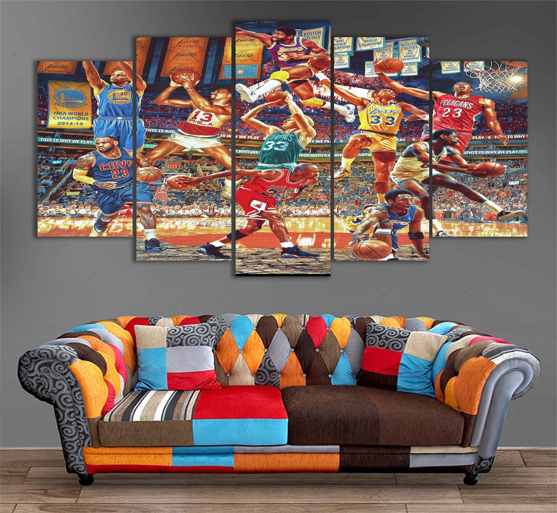 Basketball Legends All Star Canvas Wall Art Poster Print Decor - Etsy