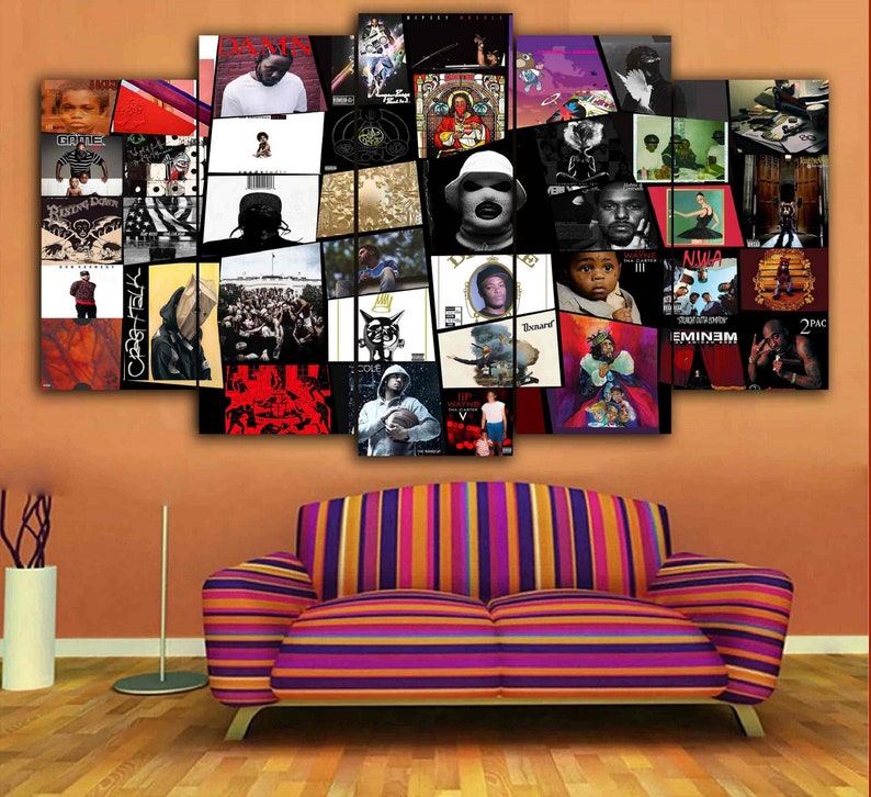 Rap Album Cover Collage Hip Hop Music Canvas Wall Art Rapper - Etsy