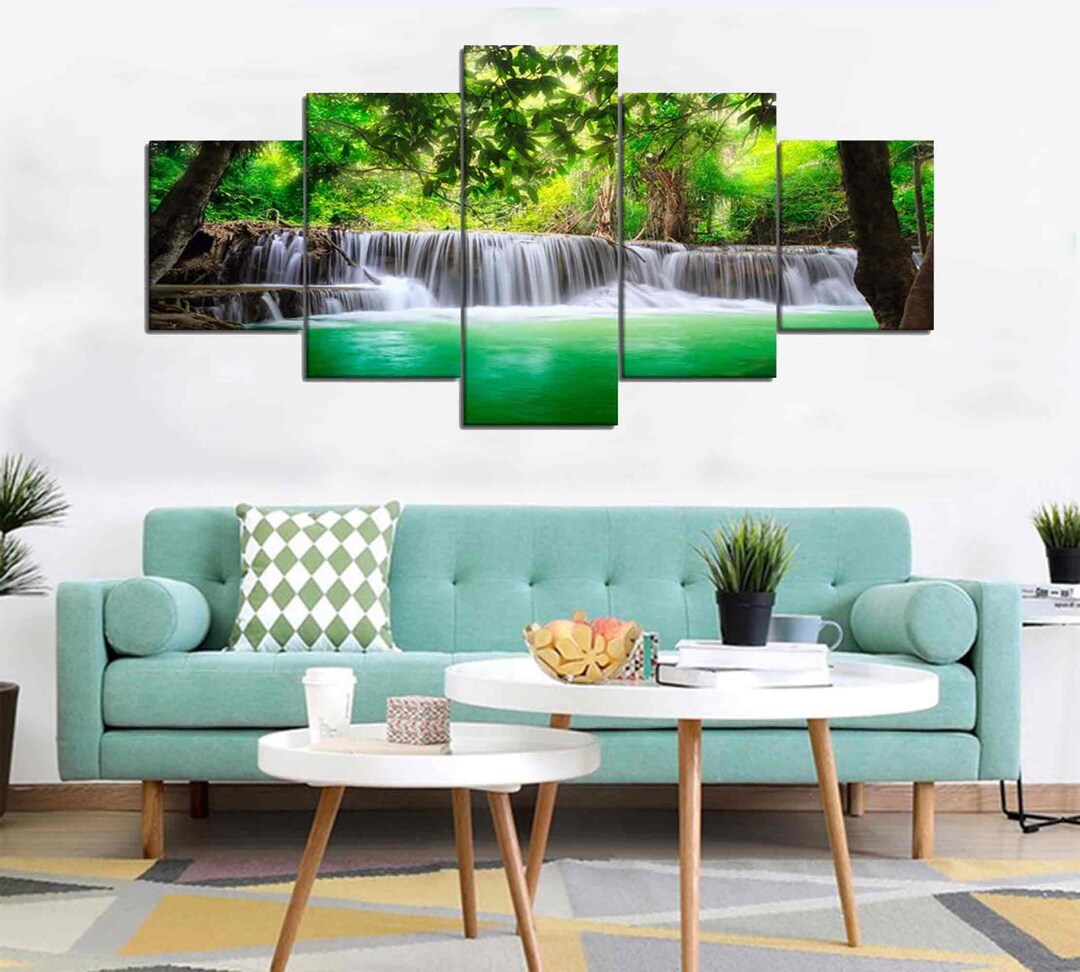 Waterfall Landscape 5 Panels Wall Art Canvas Painting for Bedroom - Etsy