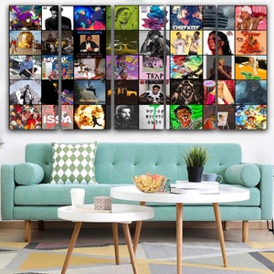 FRAMED HIP HOP Wall Art Rap Canvas Album Cover Collage Musician Gift ...