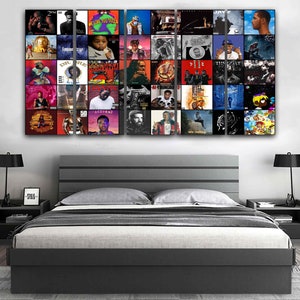 FRAMED HIP HOP Wall Art Rap Canvas Album Cover Collage Musician Gift ...