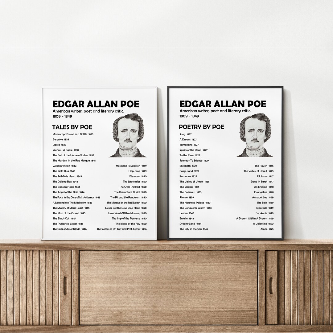Set of Two Edgar Allan Poe Prints, Poetry by Poe, Tales by Poe ...
