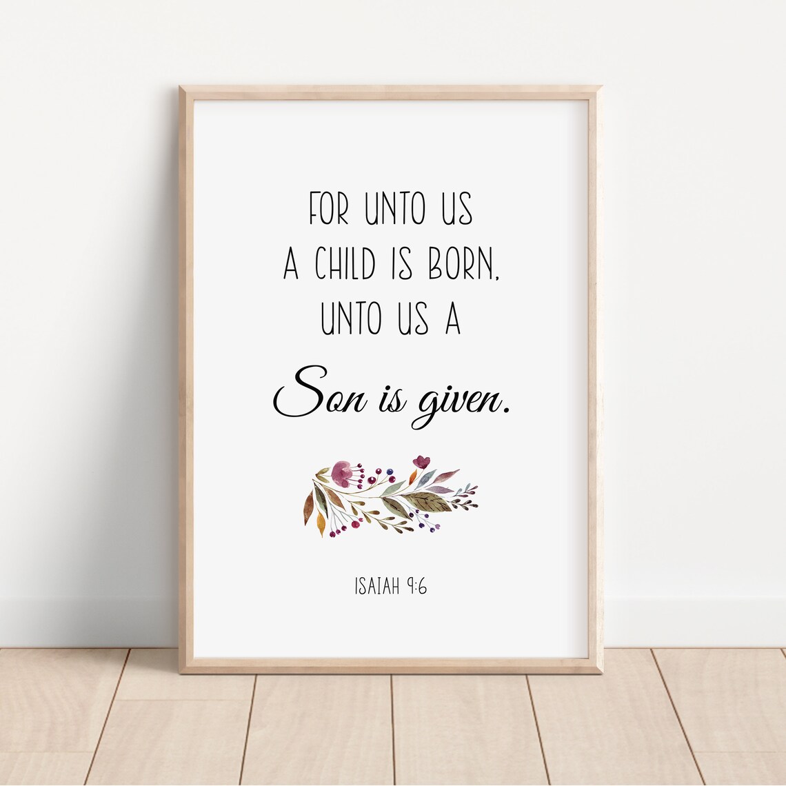Bible Verse Print Isaiah 9:6 for Unto Us a Child is Born - Etsy