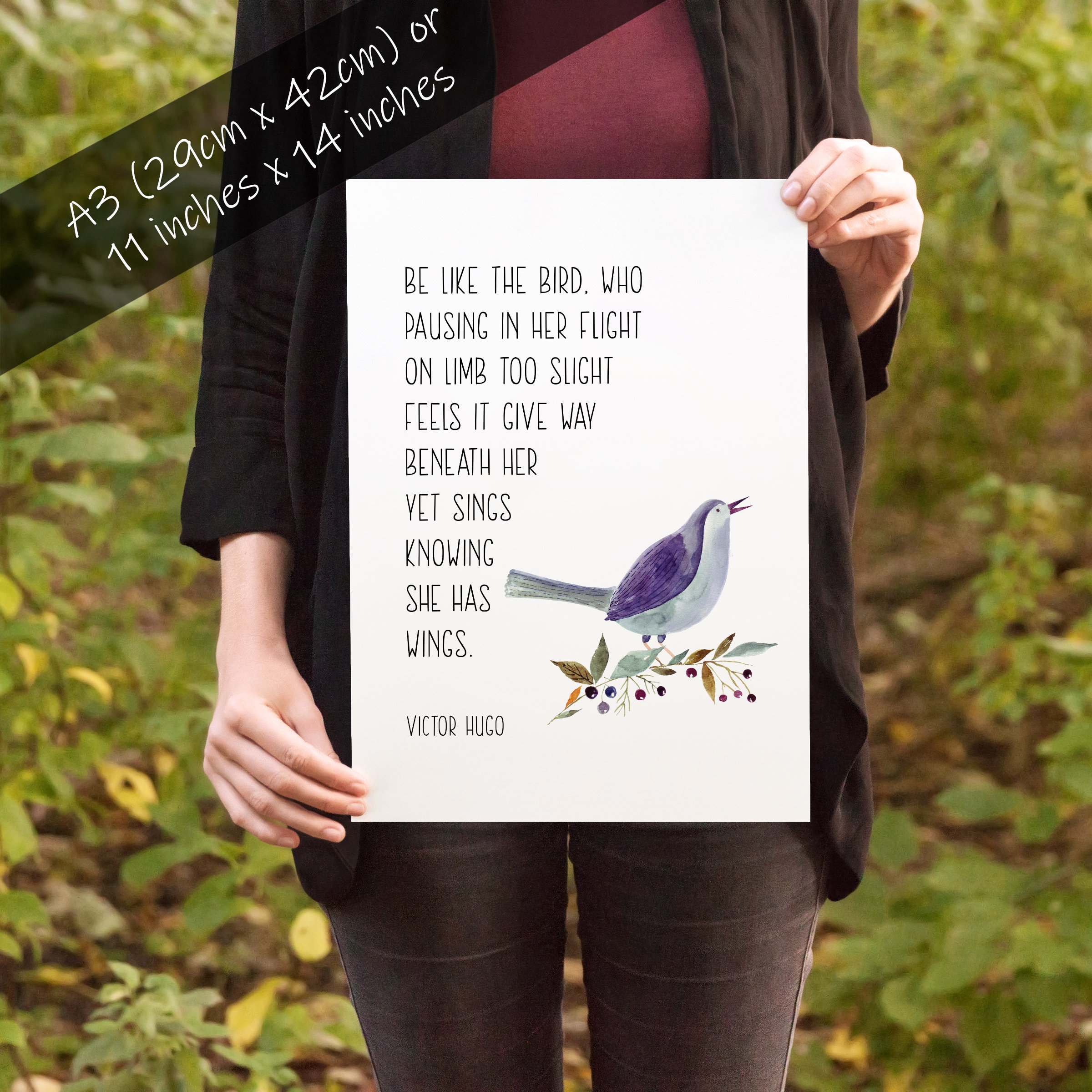 Victor Hugo Quote, Wall Art Print Home Decor, Be Like the Bird ...