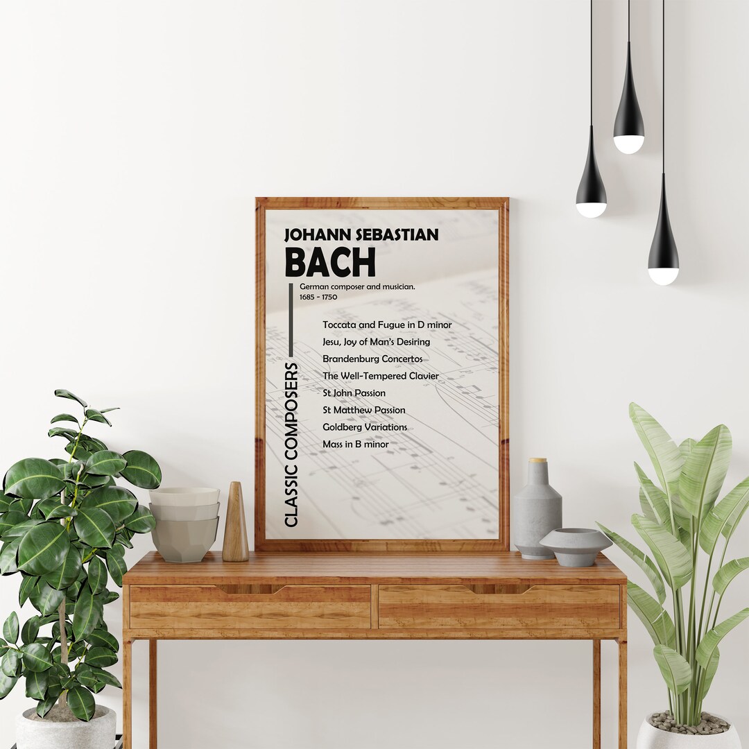 Johann Sebastian Bach Print, Classical Music Poster, Music Room Wall ...
