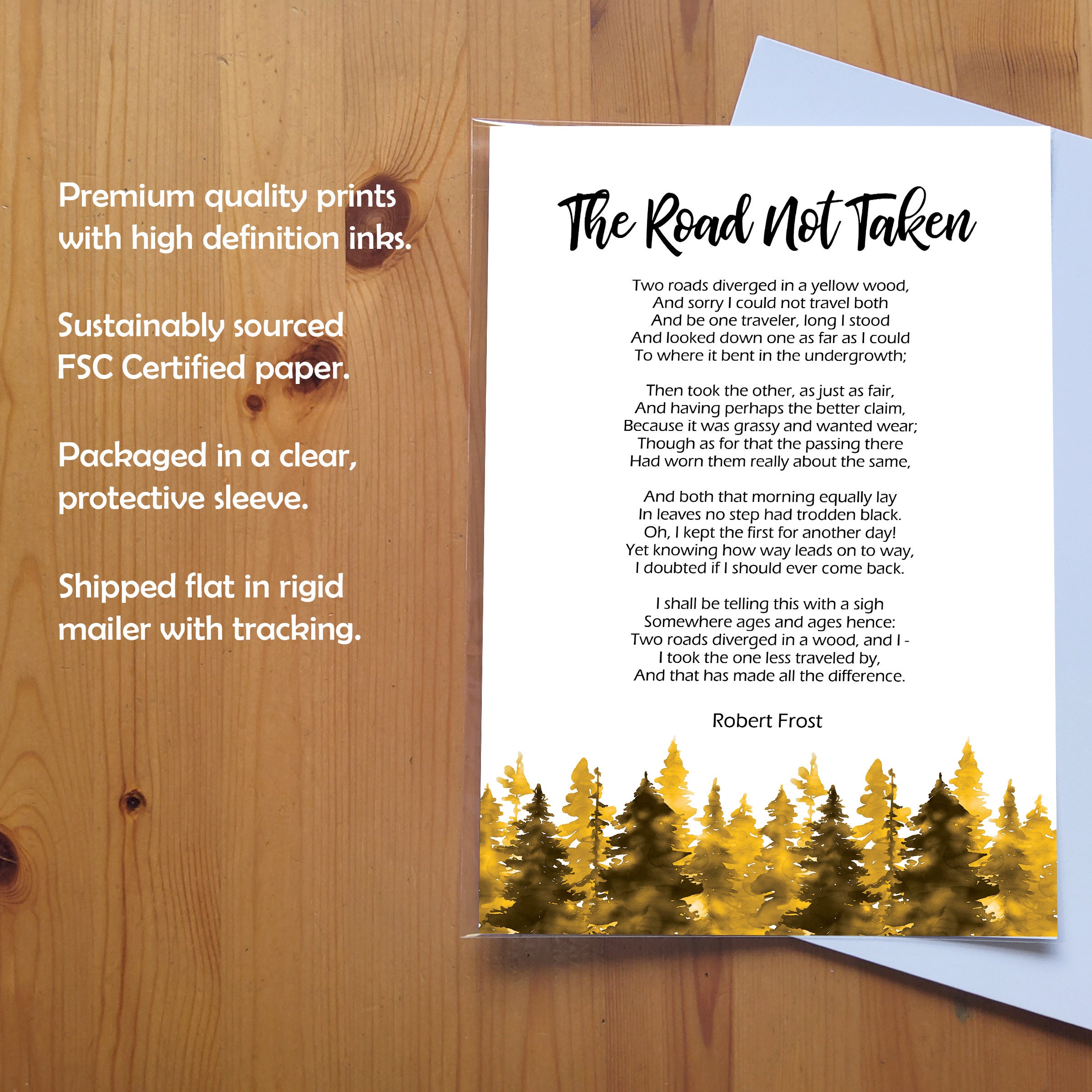 Robert Frost Poetry Set of Two Prints, the Road Not Taken, Stopping by ...