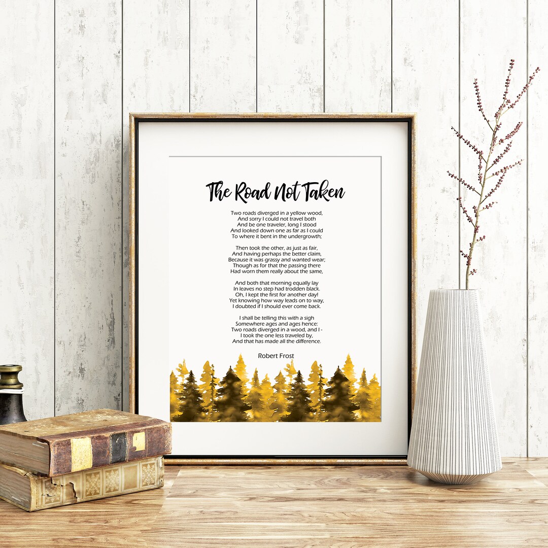 The Road Not Taken, Robert Frost Poetry, Literary Gift, Unframed Print ...
