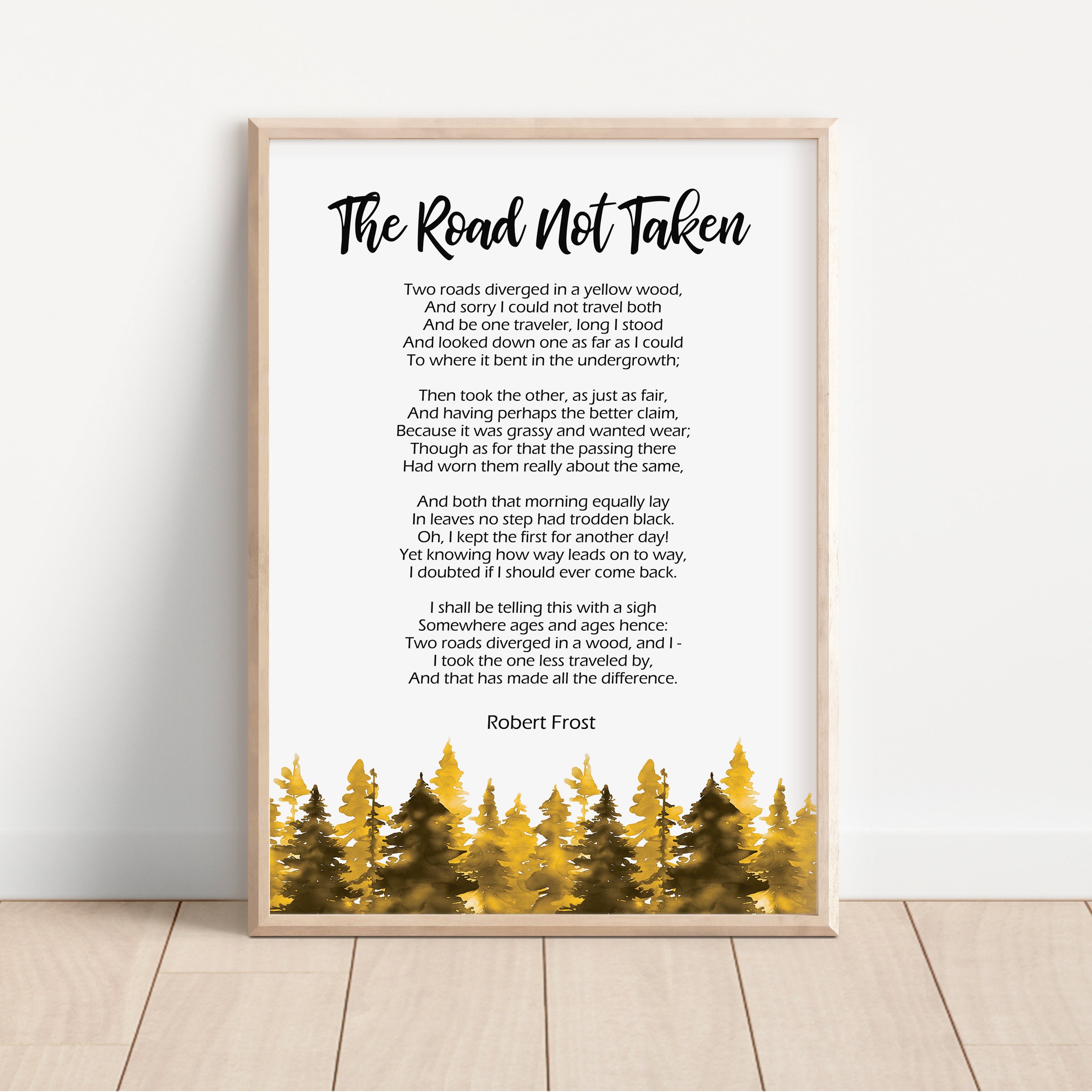 Robert Frost Poetry Set of Two Prints, the Road Not Taken, Stopping by ...