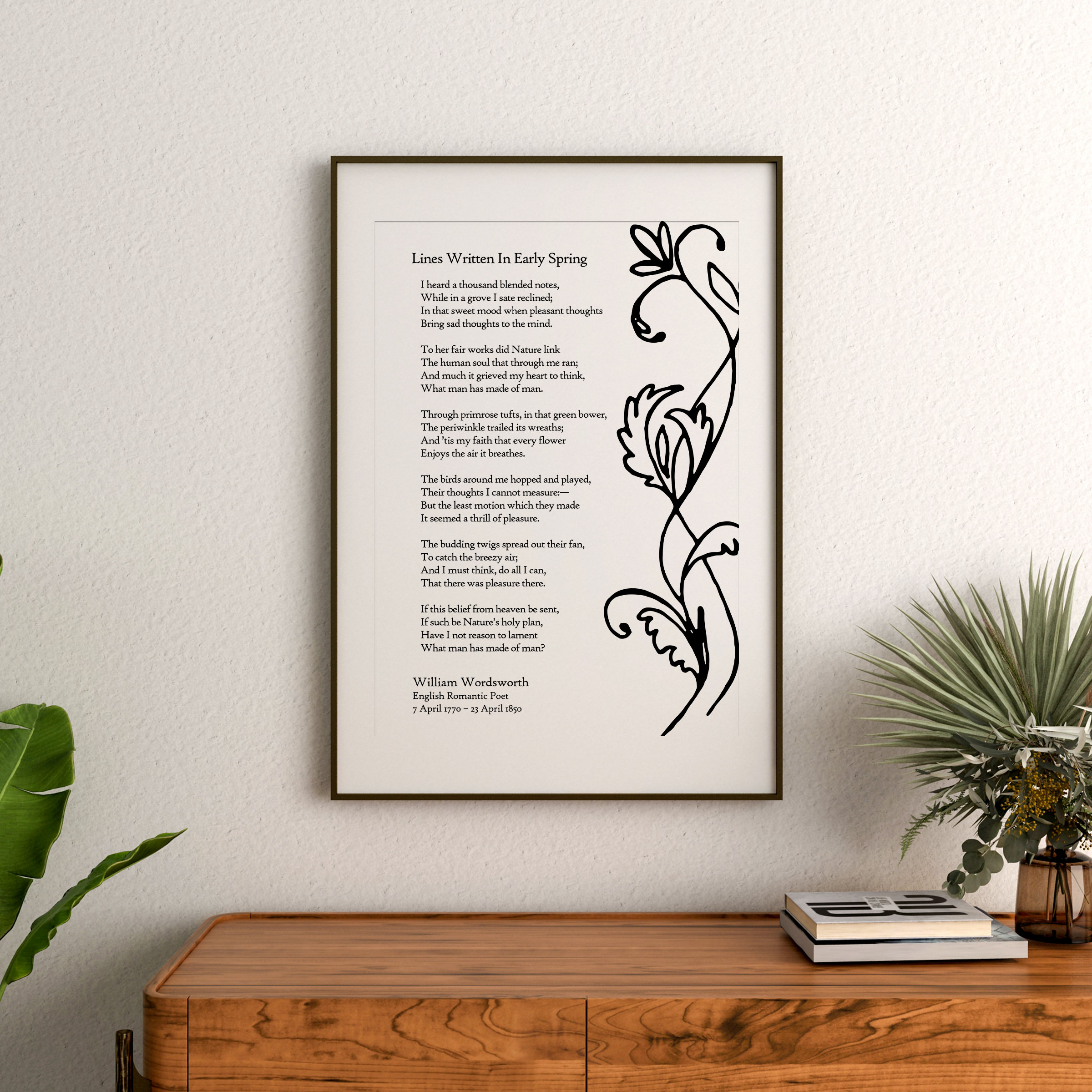 William Wordsworth Poetry Wall Art Print, Lines Written in Early Spring ...