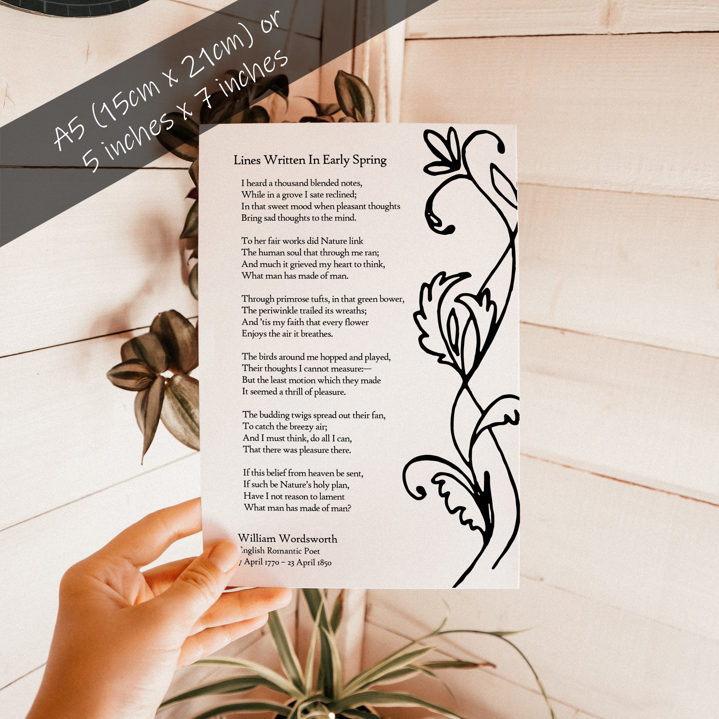 William Wordsworth Poetry Wall Art Print, Lines Written in Early Spring ...