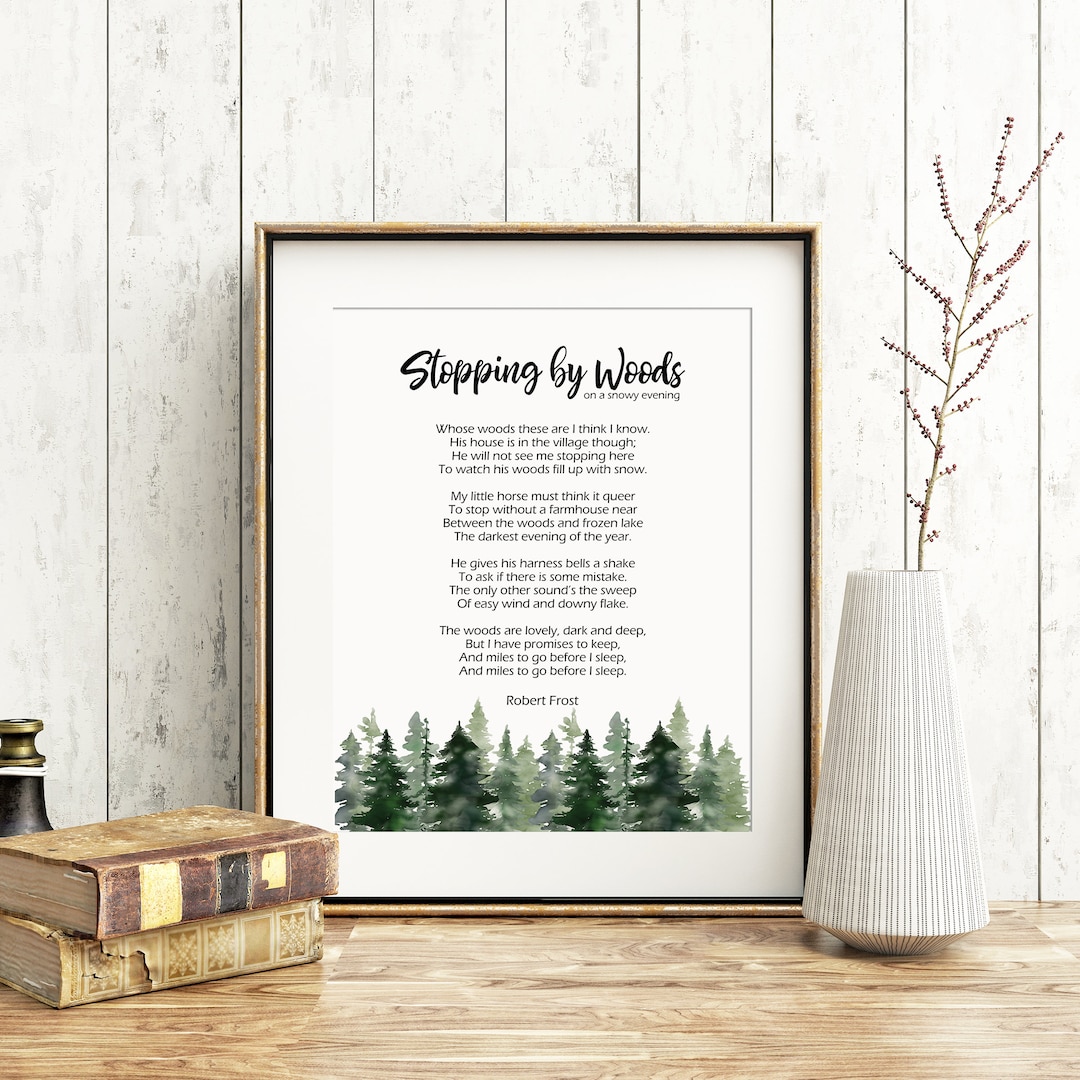 Stopping by Woods, Robert Frost Poetry, Literary Gift, Unframed Print ...