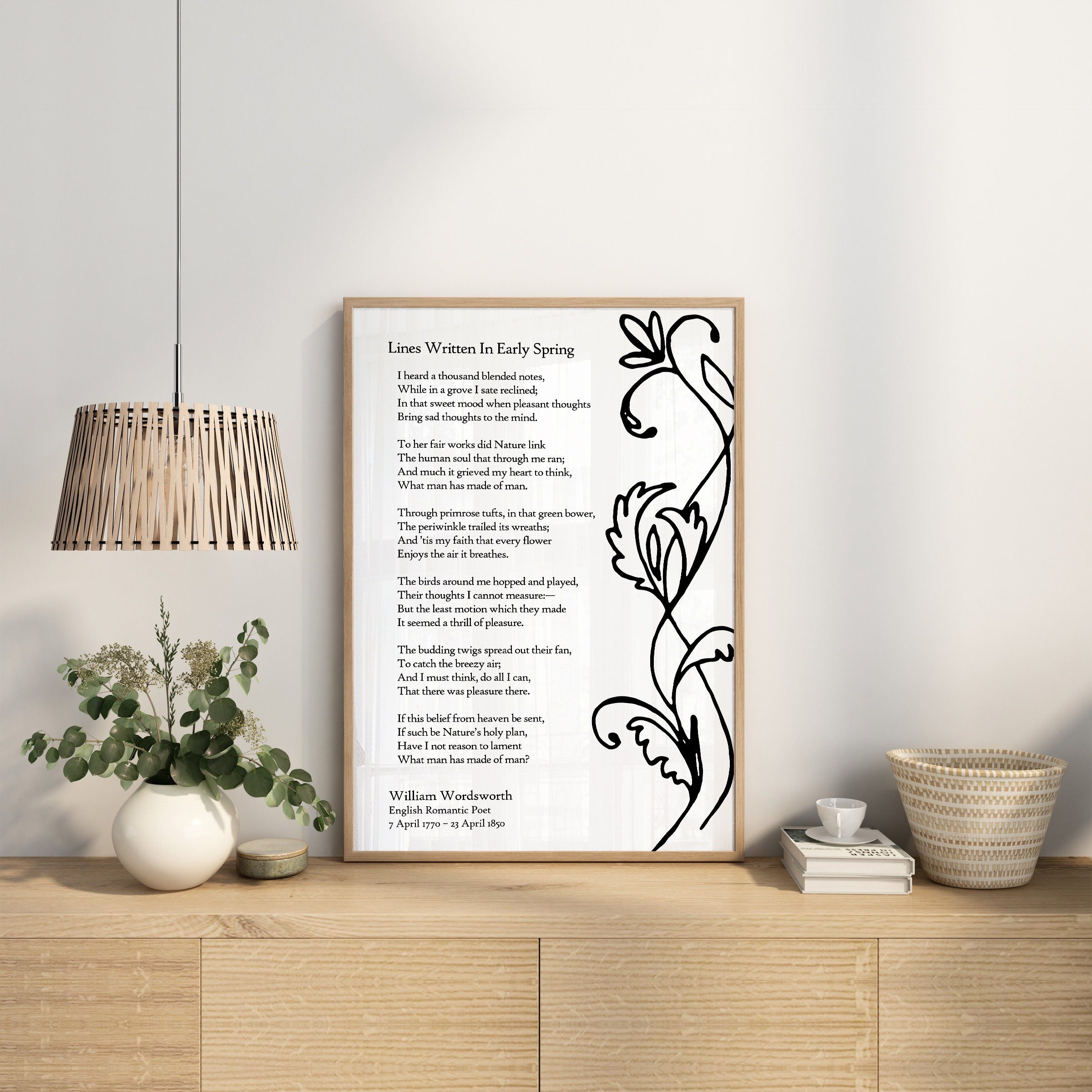 William Wordsworth Poetry Wall Art Print, Lines Written in Early Spring ...