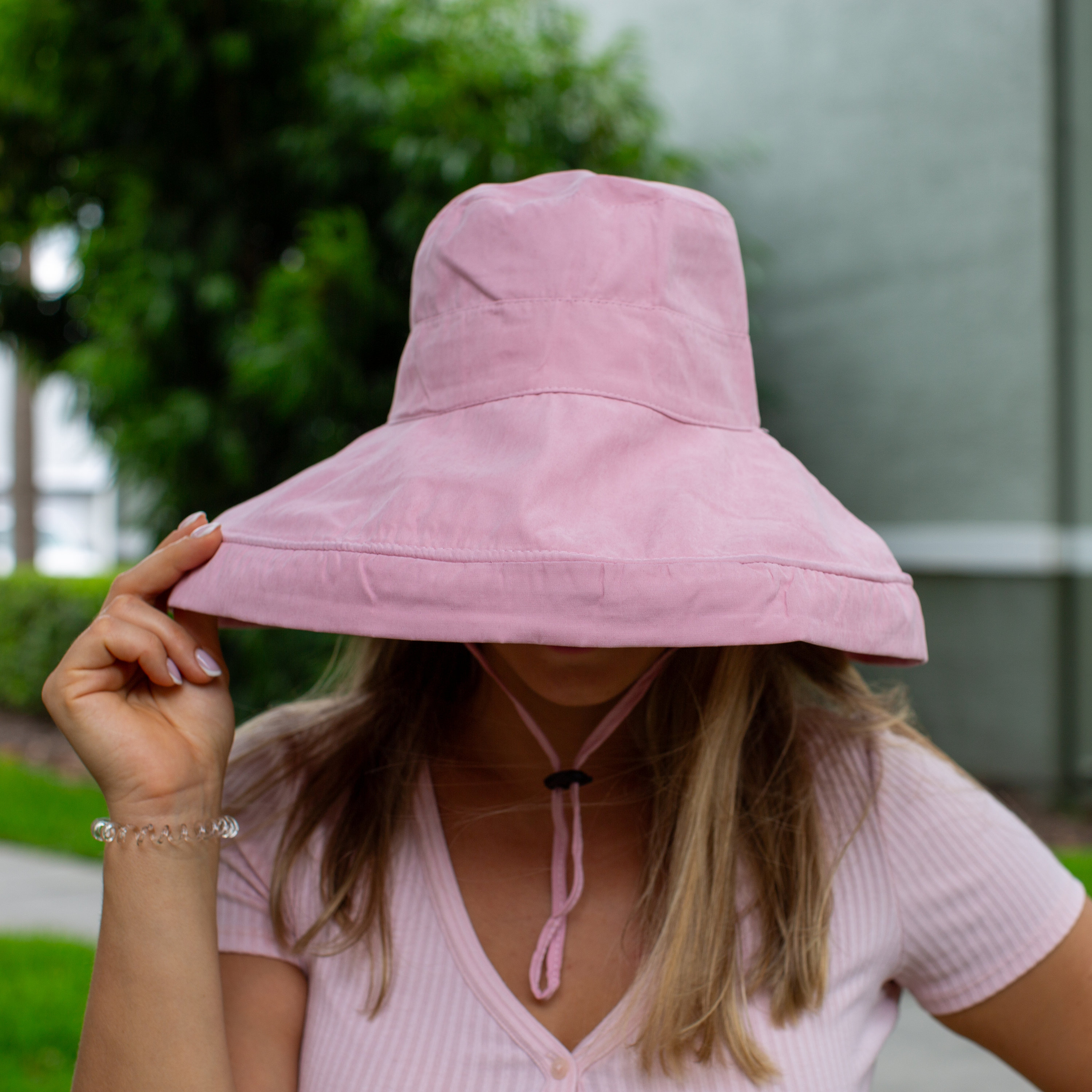Wide Brim Bucket Hat Women Solid Pattern Summer Sun Protection Cap ...