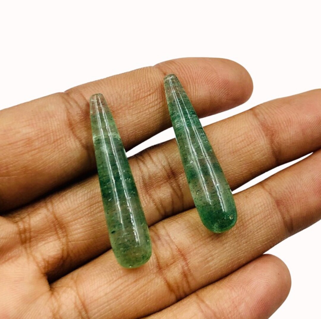 Natural Green Aventurine 9x30mm Long Drop Smooth Briolette Gemstone DIY ...