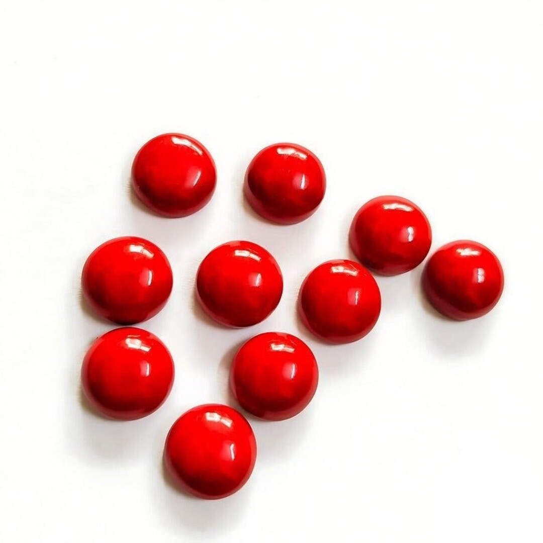Deep Red Coral 4mm to 25mm Round Shape Flat Back Loose Cabochon ...