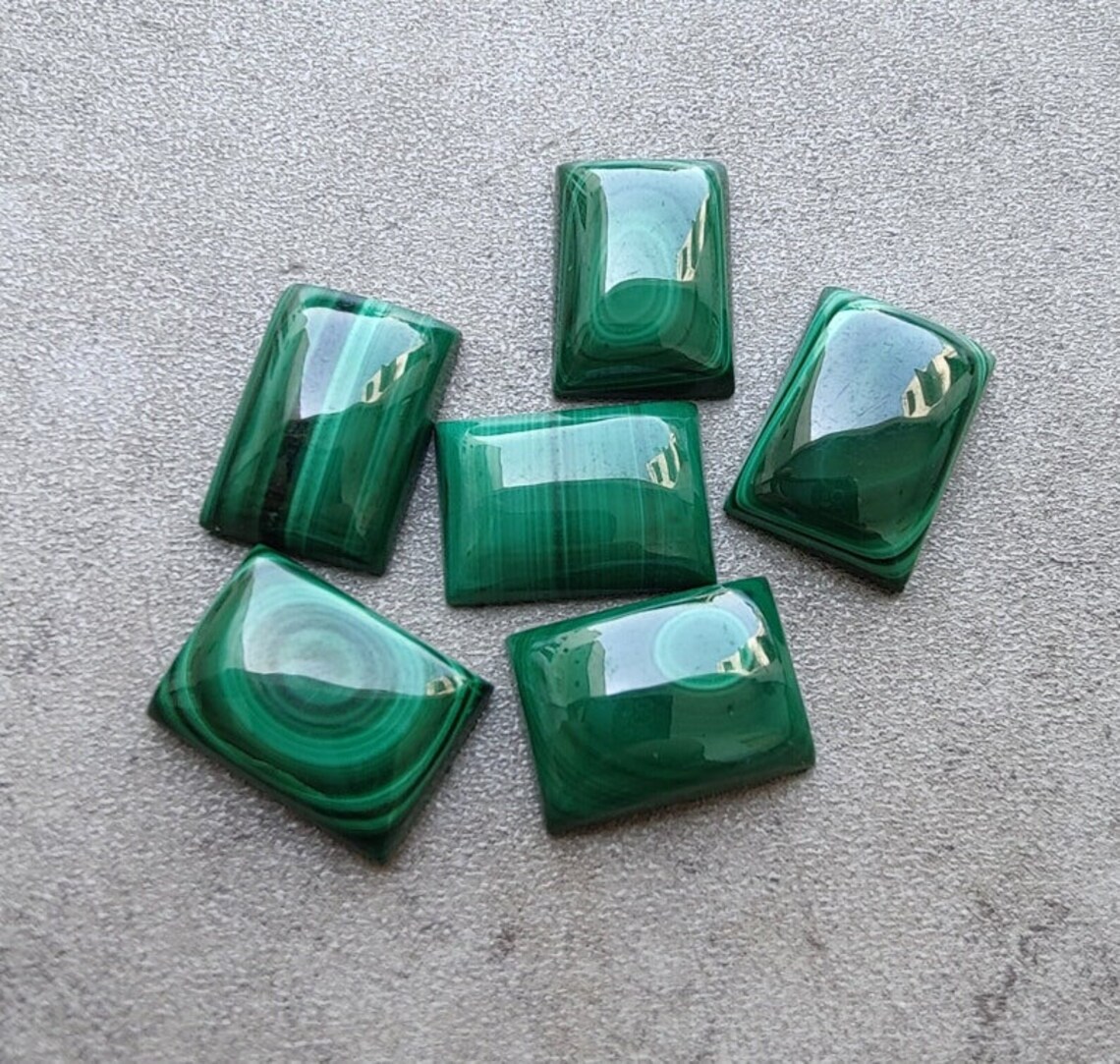 Natural Malachite Rectangle 10x14mm Shape Flat Back Cabochon Loose ...