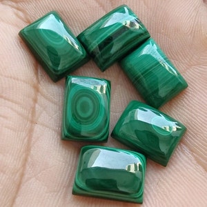 Natural Malachite Rectangle 10x14mm Shape Flat Back Cabochon Loose ...