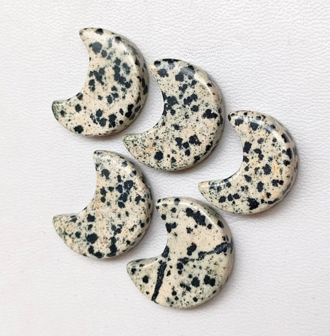 Dalmatian Jasper Crescent Moon Shape Flat Calibrated Cabochon Gemstone ...