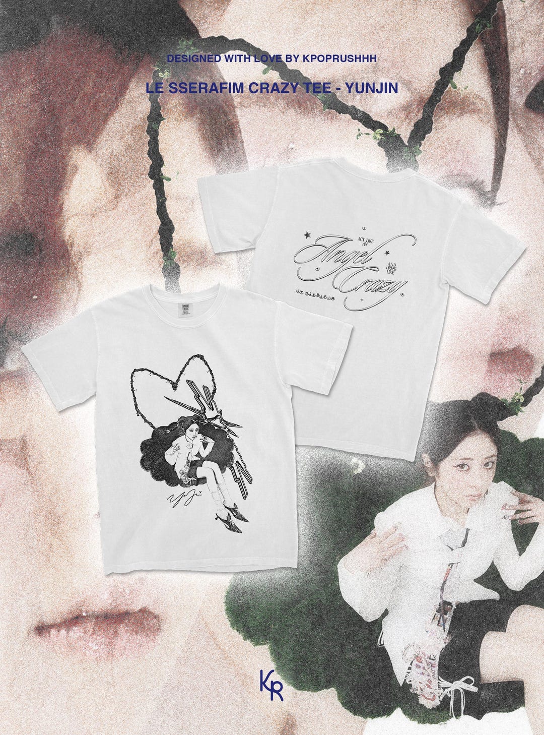 Yunjin LE SSERAFIM T Shirt, Crazy LESSERAFIM Fearnot Tee Merch Gift ...