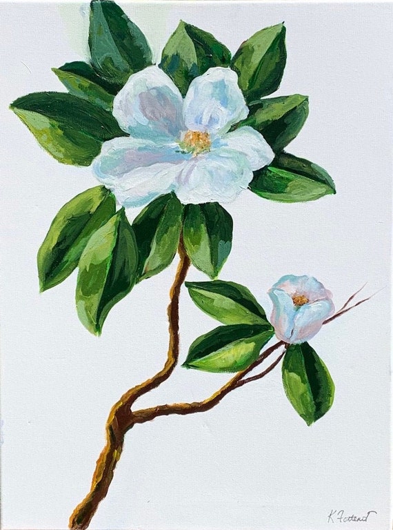 Magnolia Painting Magnolia Wall Art Magnolia Giclee Print | Etsy