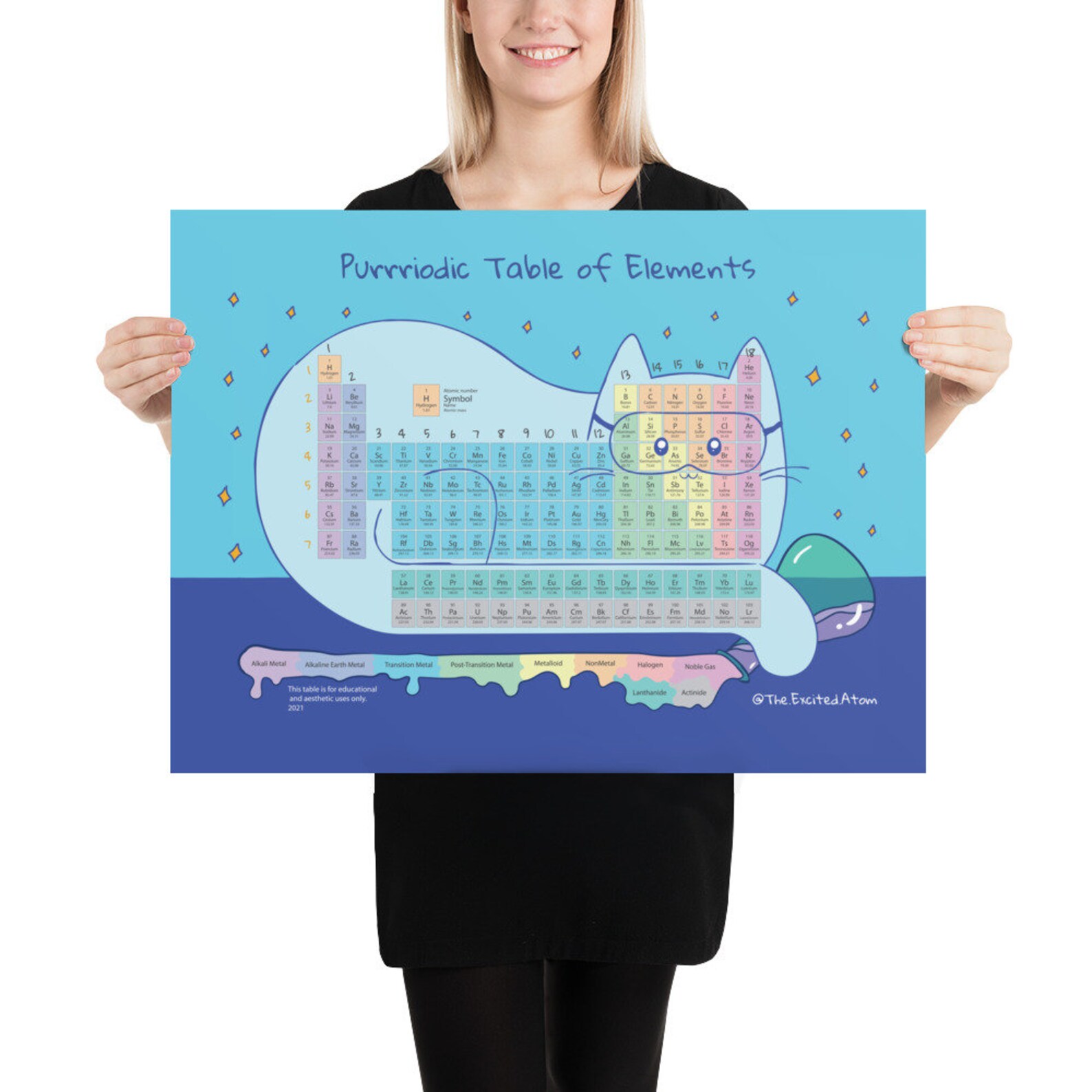 Cat Periodic Table Chemistry Poster Science Posters for - Etsy