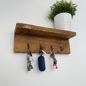 Rustic Wooden Wall-mounted Key Holder Shelf With 4 Hooks Entryway ...