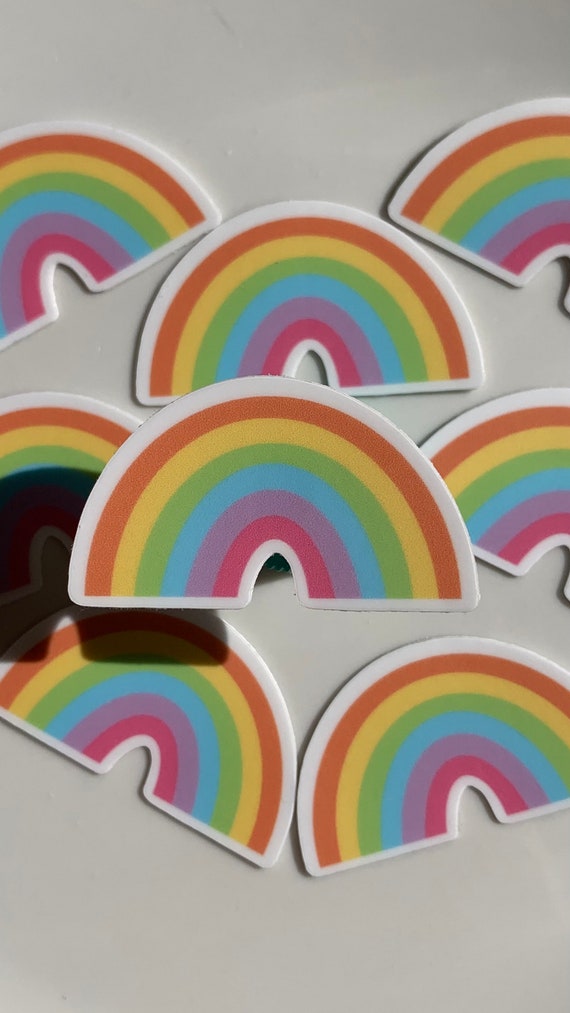 Paper Stickers Mini Bright Rainbow with Cloud Waterproof Glossy Sticker ...