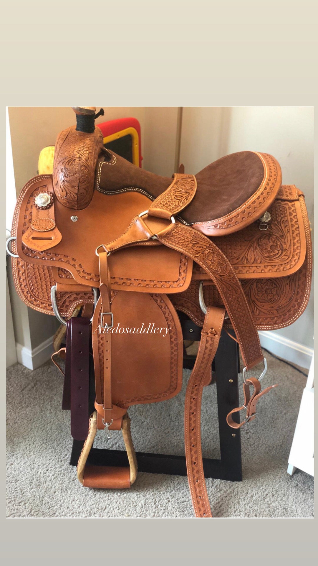 Western Tan Roper Ranch Saddle by Aledosaddlery With Tack - Etsy
