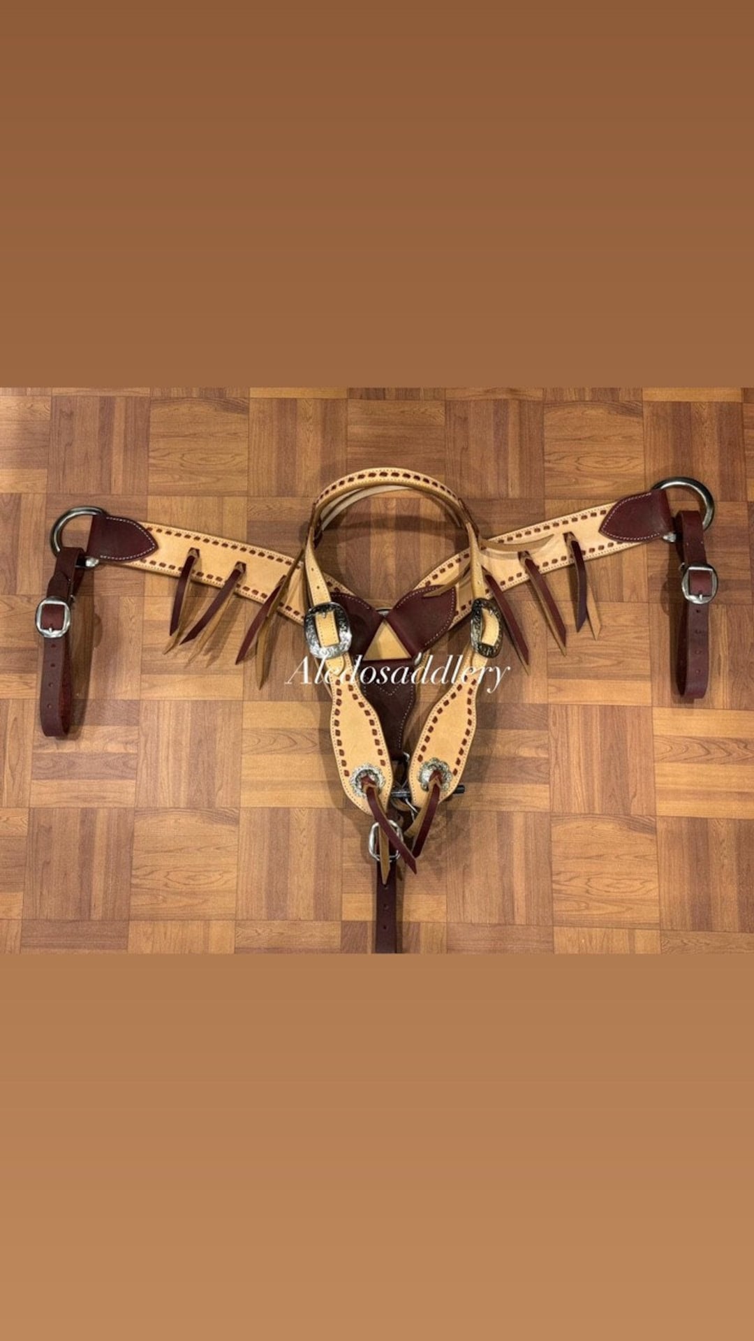 Western Brown American Cowhide Leather Tack Set of Headstall and Breast ...