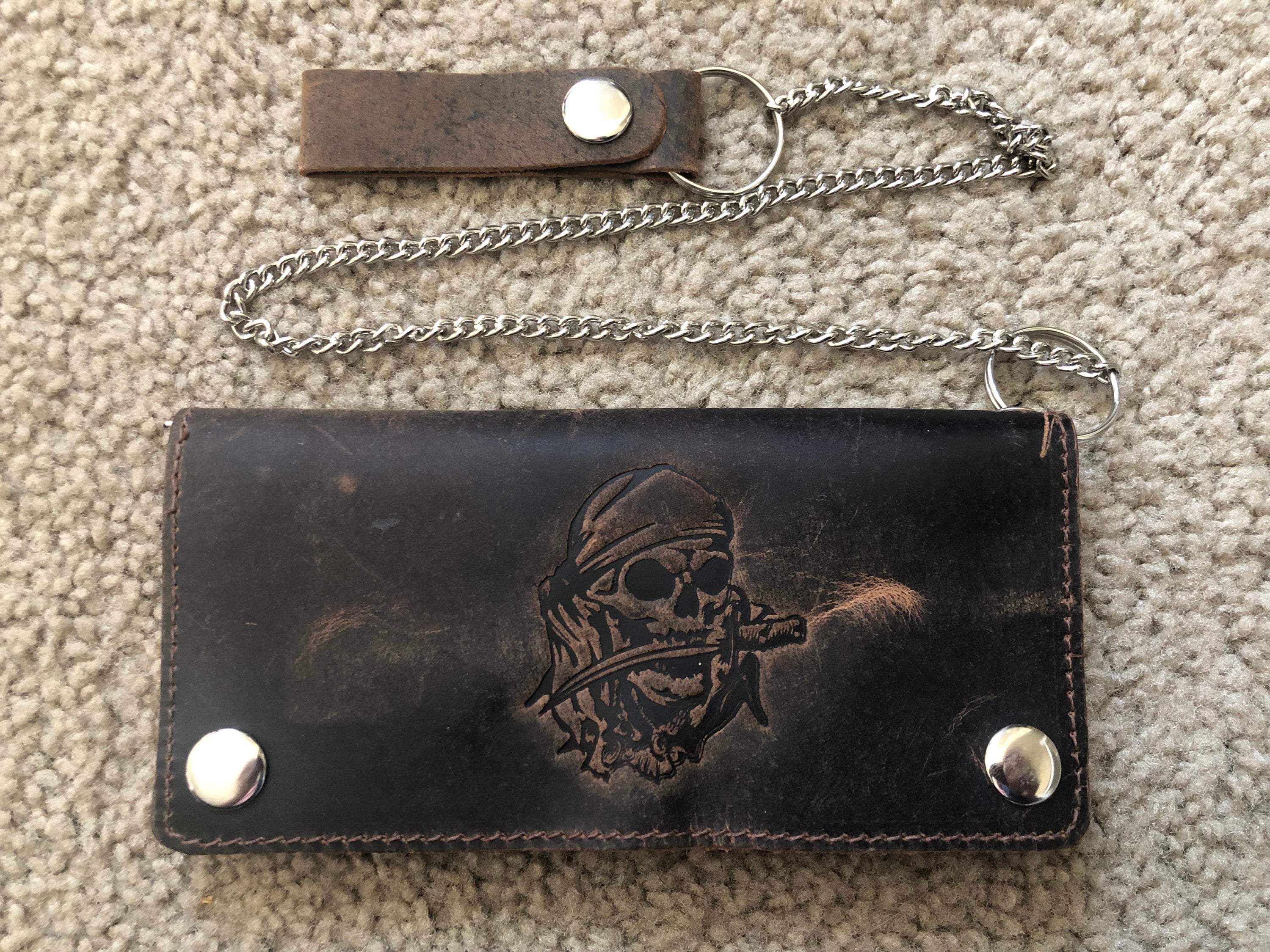 Brown Leather Biker Wallet With Chain - Etsy