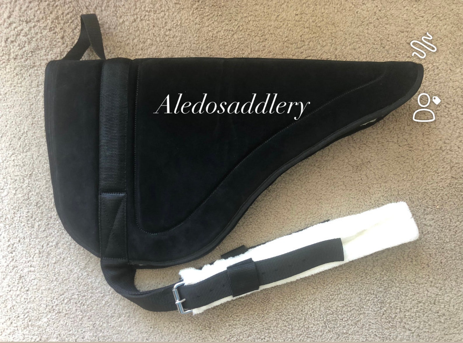 Western Black Suede Leather Bareback Pad With Girth - Etsy