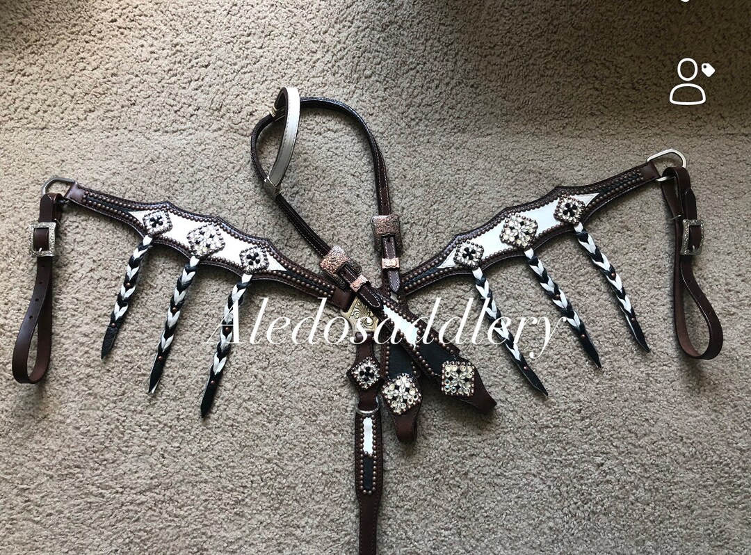 Western Dark Oil Brown Tack Set of Headstall and Breast Collar - Etsy