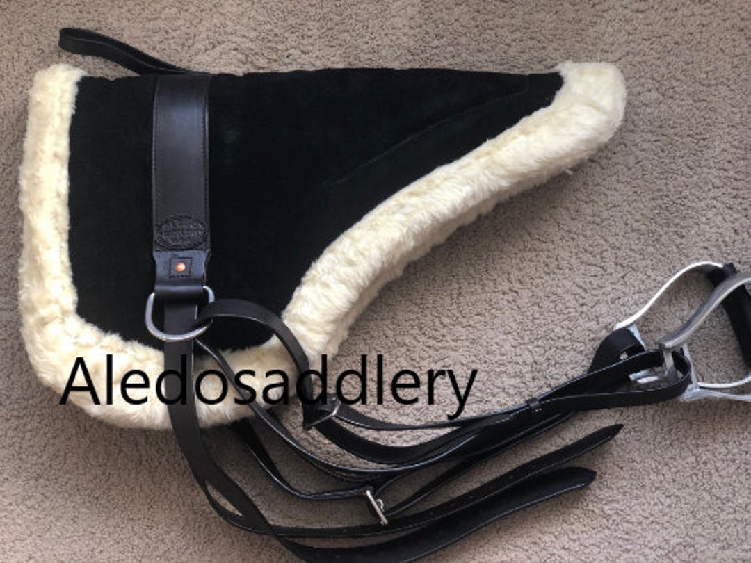 Western Black Suede Leather Suede Bareback Saddle Pad by Aledo Saddlery ...