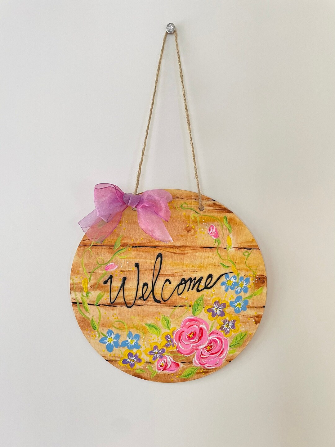 Hand-painted Hanging Welcome Sign for Houses, Front Doors, Decoration ...