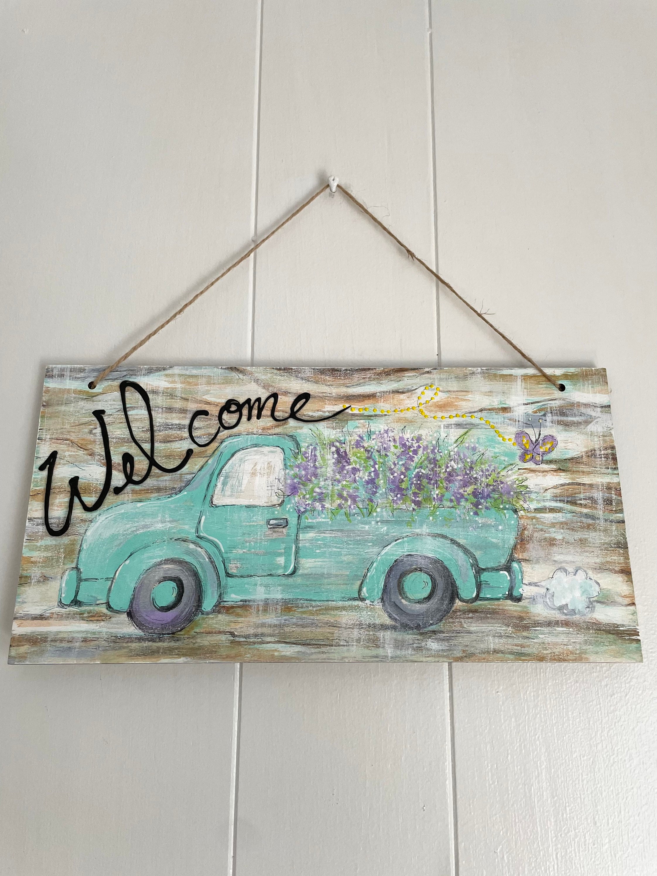 Hand-painted Hanging Welcome Sign for Houses Front Doors - Etsy