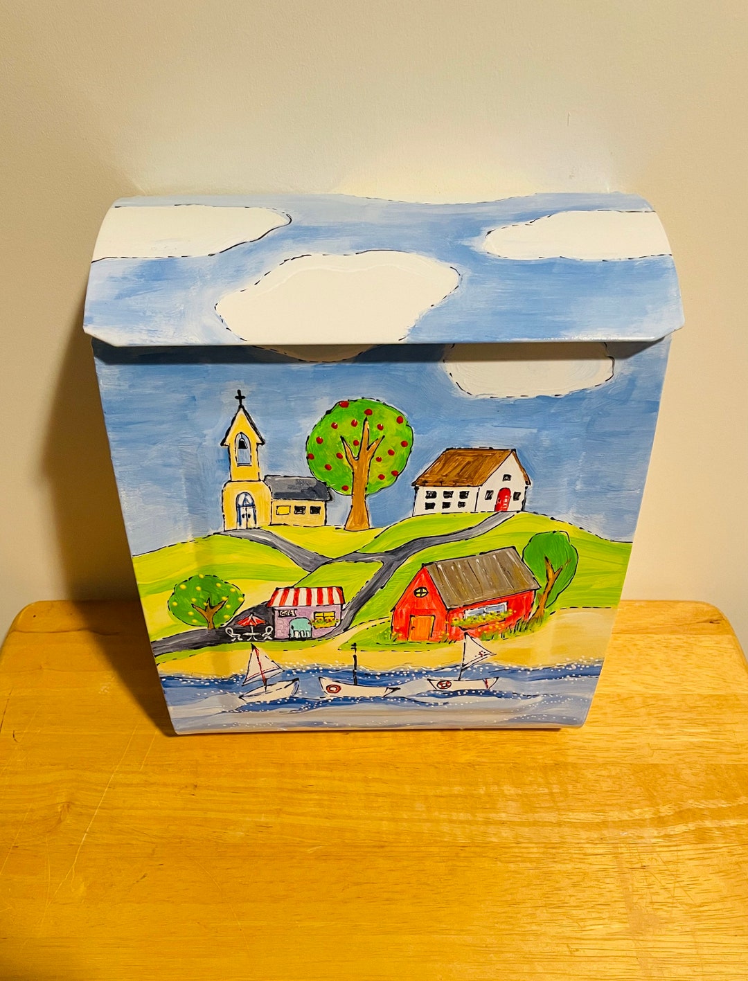 Custom Made Vertical Mailbox With Cute Little Village. - Etsy