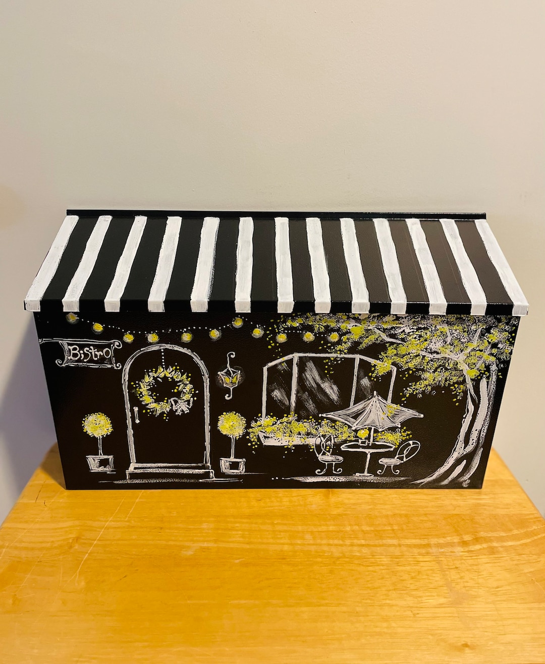 Hand-painted Bistro/cafe Chalkboard Horizontal Wall-mounted Mailbox ...