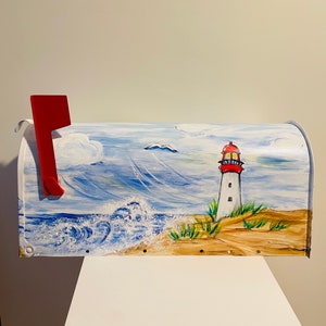Decorated Hand-painted Mailbox/ Ocean View and Light House - Etsy