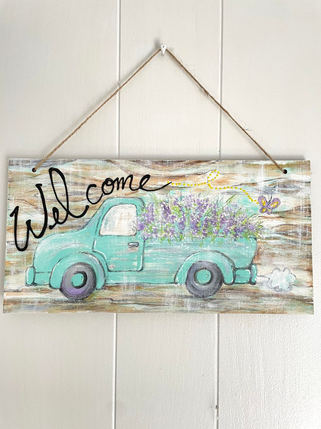 Hand-painted Hanging Welcome Sign for Houses, Front Doors, Decoration ...