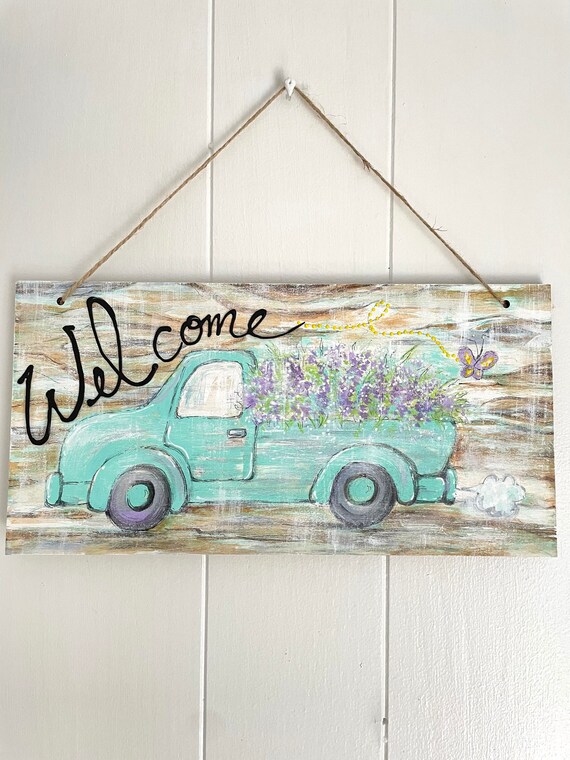Hand-painted Hanging Welcome Sign for Houses Front Doors - Etsy