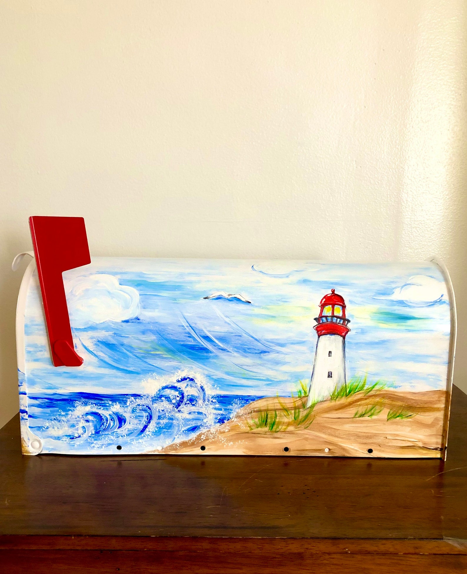 Decorated Hand-painted Mailbox/ Ocean View and Light House - Etsy
