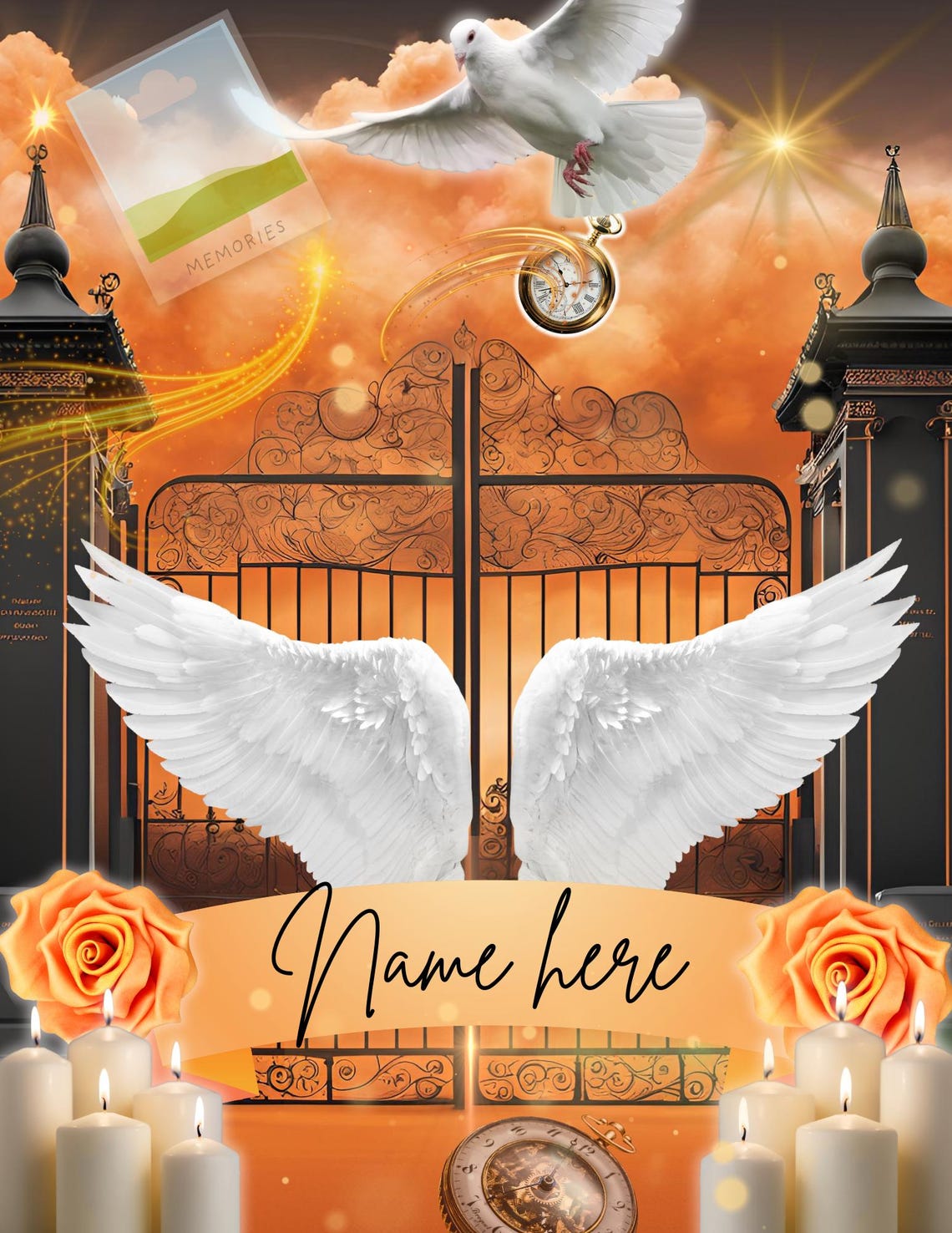 Orange Memorial Canva Editable Template |rest in Heaven| Funeral ...