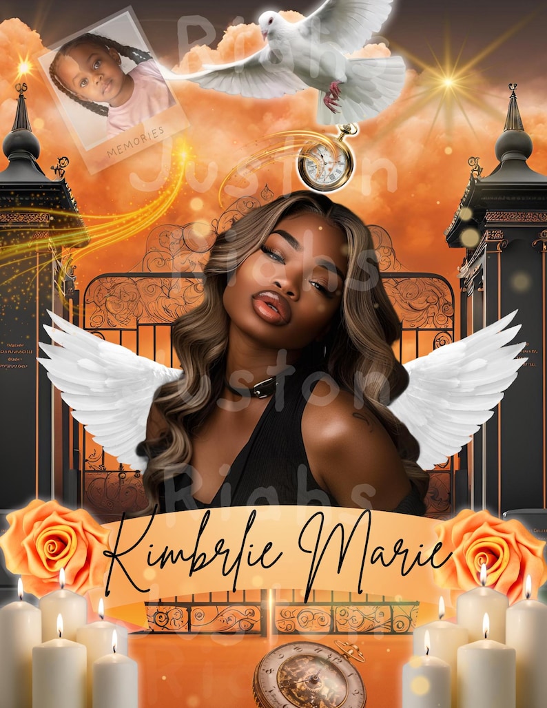 Orange Memorial Canva Editable Template |rest in Heaven| Funeral ...