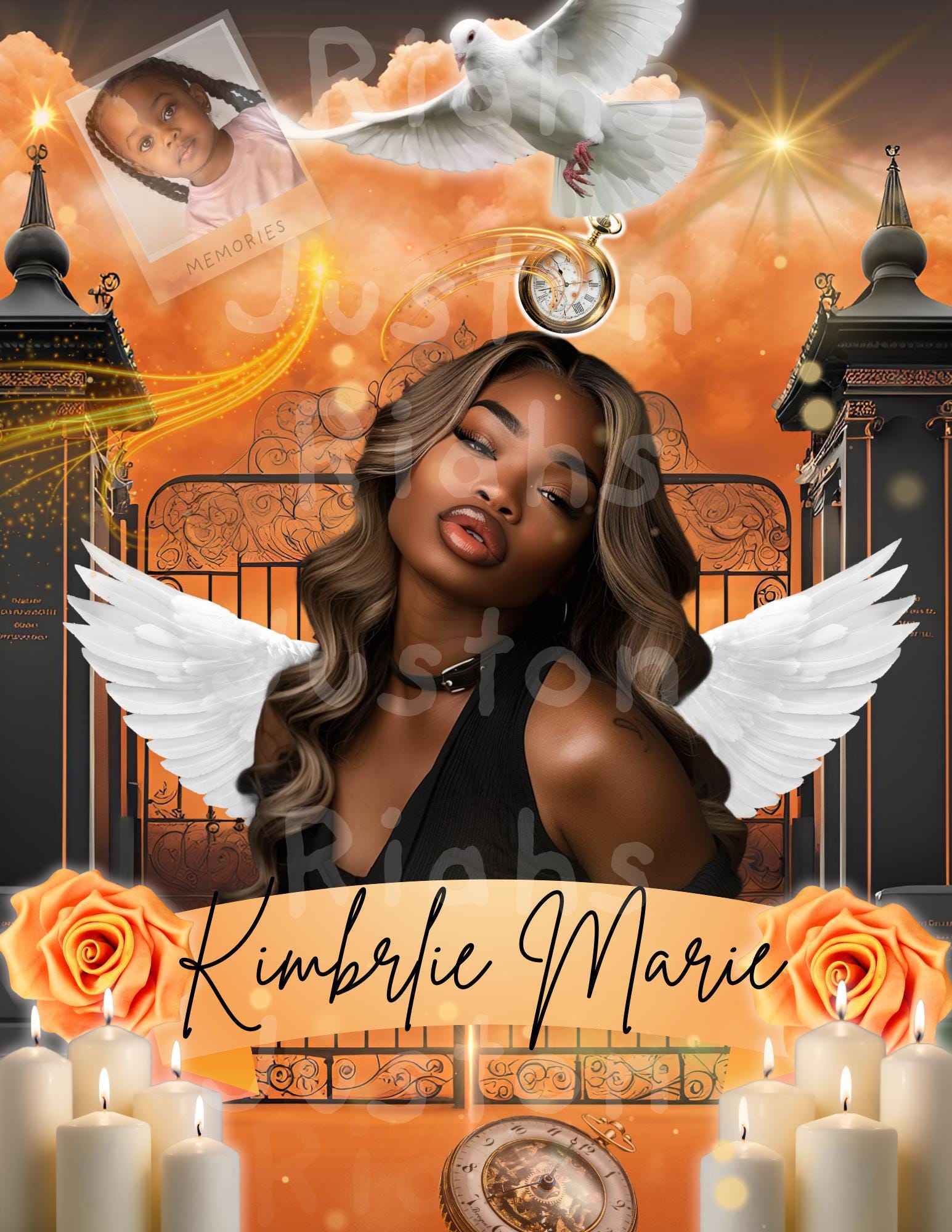 Orange Memorial Canva Editable Template |rest in Heaven| Funeral ...