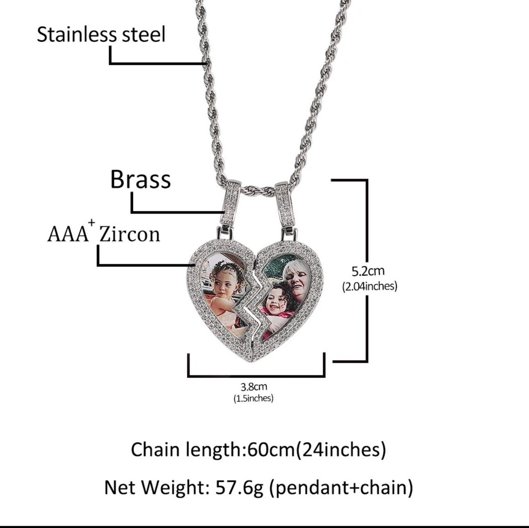 Sublimation Pendant Blanks With Rope Chain bling Broken Heart ...