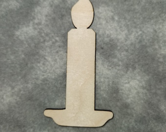 Candle on Holder, Unfinished Cutout, Holiday Christmas Winter Art Craft ...