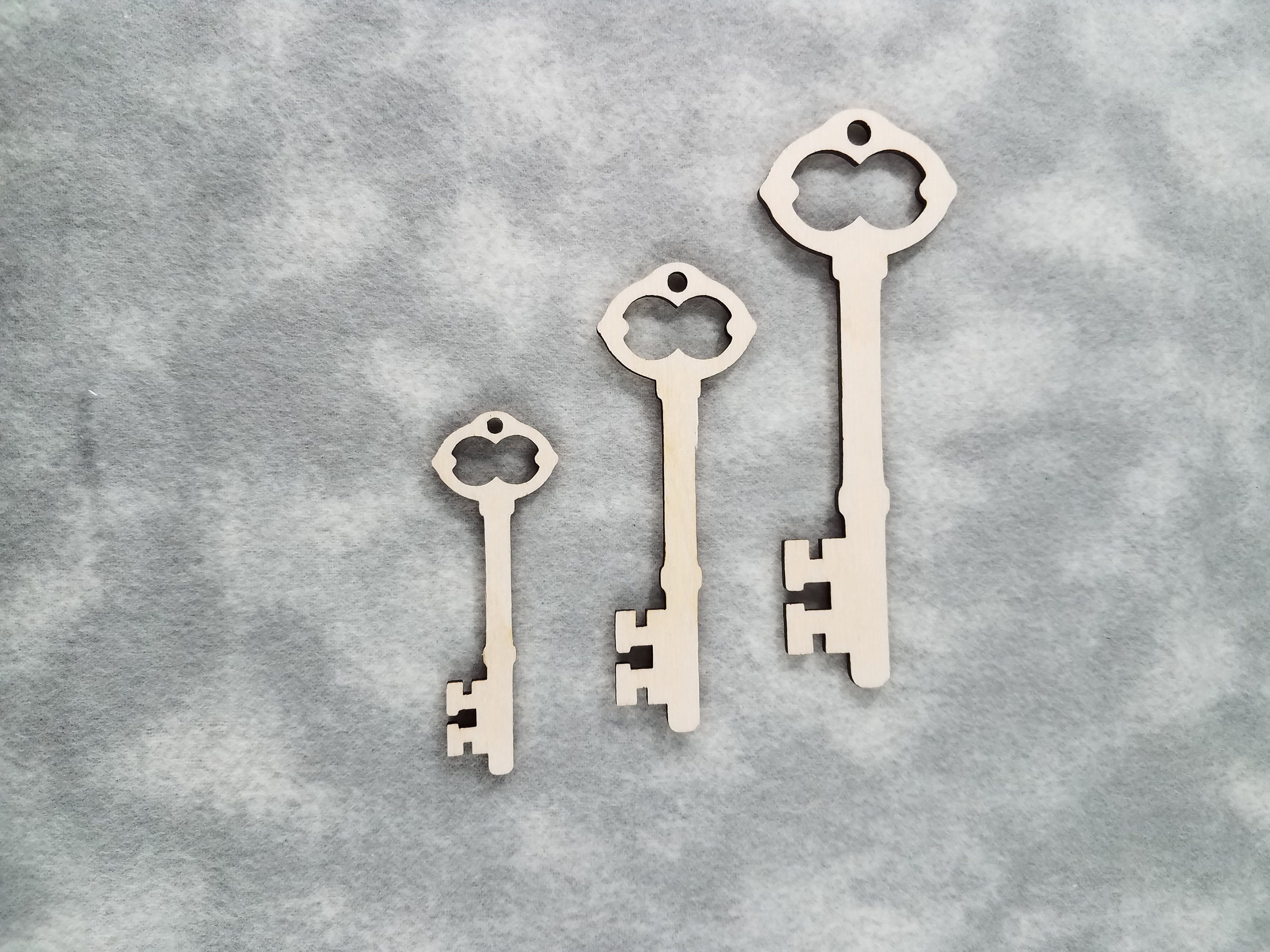 Home & Living Home Improvement unfinished Vintage key laser wood shaped ...