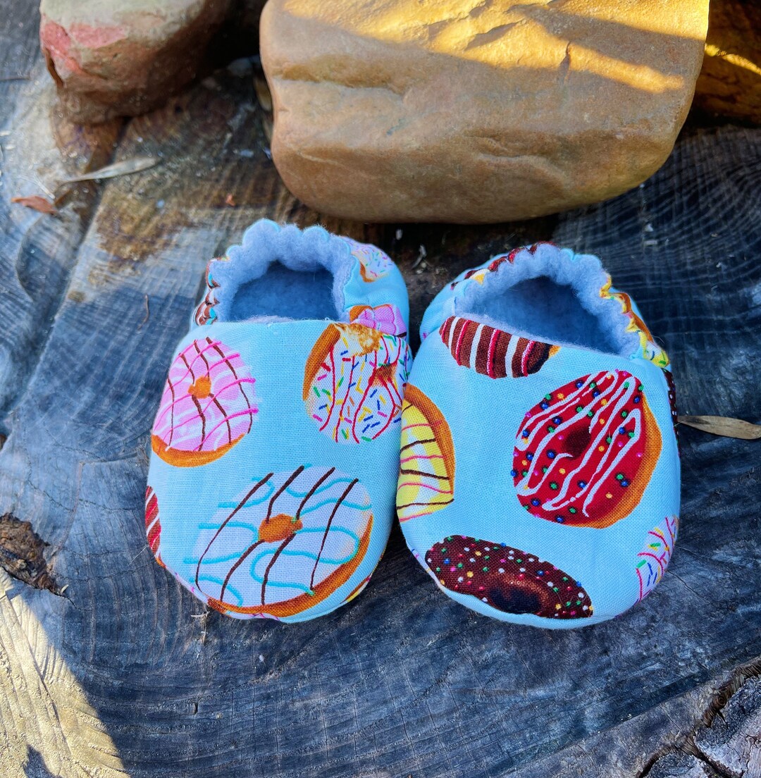 Blue Donut Baby Booties Cute Baby Moccasins Soft Sole Baby - Etsy